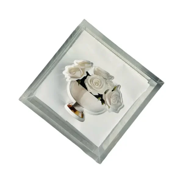 Acrylic Napkin Weight, White Roses - Maven Home